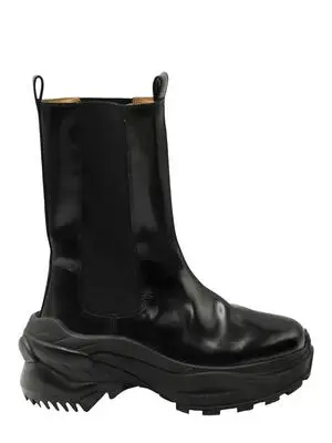 MAISON MARGIELA Ridged-sole Leather Boots - Black