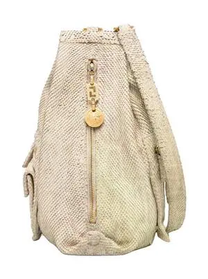 Versace Python-effect Leather Backpack - Neutrals
