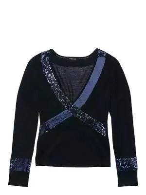Versace 1990s Sequined Jumper - Blue