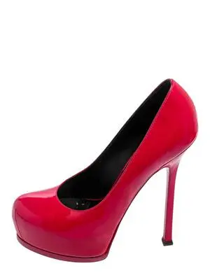 Saint Laurent 145mm Patent Leather Platform Pumps - Pink