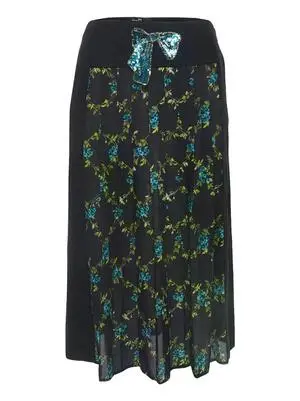 Elisabetta Franchi Floral Print Pleated Skirt - Black