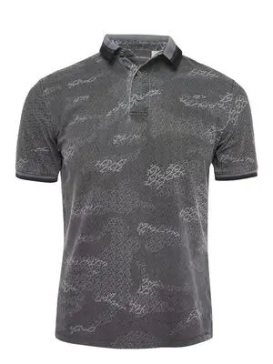 Emporio Armani Monogram-print Polo Shirt - Grey