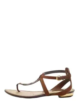 LOUIS VUITTON Leather Flat Sandals - Brown