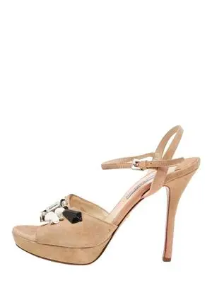 Prada 120mm Bead-embellished Sandals - Neutrals