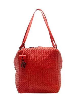 Bottega Veneta 2011 Nappa Intrecciato Cube Shoulder Bag - Red