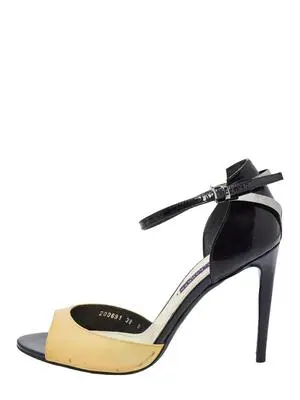 Ralph Lauren 100mm Leather Heeled Sandals - Yellow