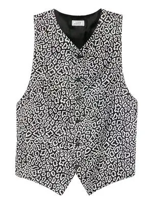 Versace 1990s Animal-pattern Waistcoat - Black