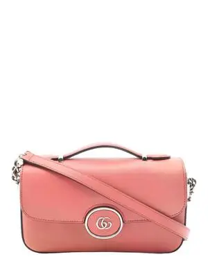 Gucci 2010s Double G Leather Shoulder Bag - Pink