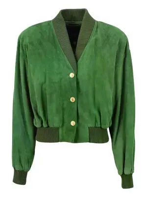 TRUSSARDI Suede Bomber Jacket - Green