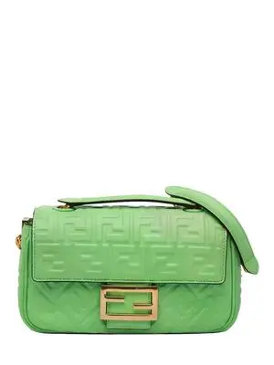 Fendi Embossed Ff Nappa Chain Midi Baguette - Green