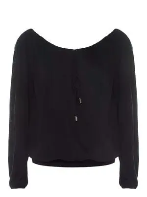 Michael Kors Drawstring Long-sleeves Top - Black