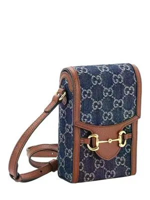 Gucci Horsebit 1955 Gg Denim Mini Crossbody Bag - Blue