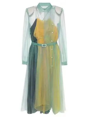 MAISON MARGIELA Sheer Layered Midi Dress - Blue