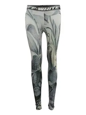 Off-White Floral-print Leggings - Grey