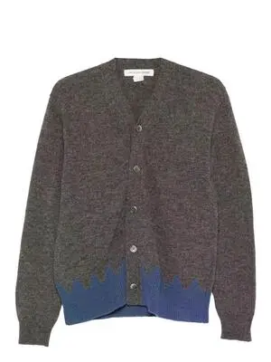 Comme Des Garçons Contrast-trim Cardigan - Grey