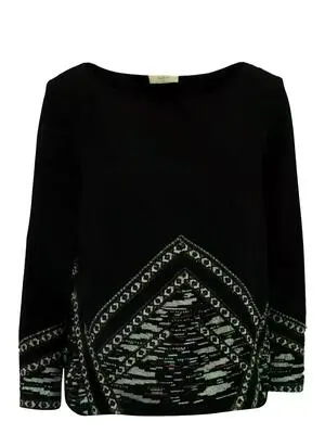 Ba&sh Embroidered Boat Neck Sweater - Black