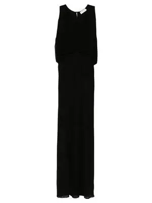 Saint Laurent Jersey Draped Long Dress - Black