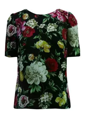 Dolce & Gabbana Floral-print Short-sleeved Blouse - Black