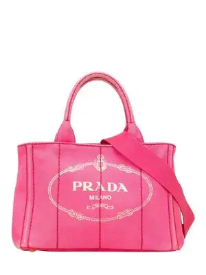 Prada Small Canapa Logo Satchel - Pink