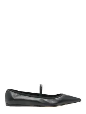FERRAGAMO Pointed Leather Ballerina Shoes - Black
