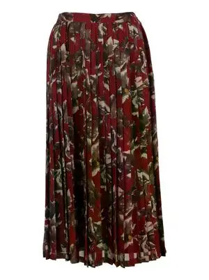 Gucci 1970s Pleated Maxi Skirt - Red