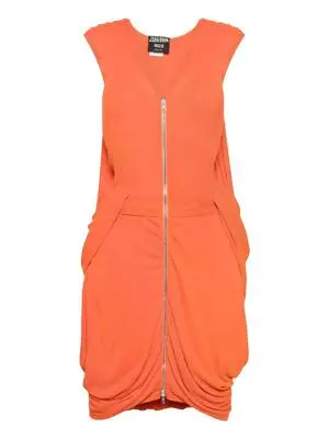 Jean Paul Gaultier 2000s Ribbed-knit Gathered Minidress - Orange