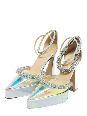 Mach & Mach 140mm Kimberly Crystal Platform Pumps - Metallic