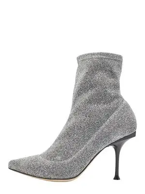 SERGIO ROSSI 90mm Embellished Ankle Boots - Silver