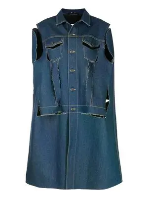 MAISON MARGIELA Distressed-effect Denim Cape Coat - Blue