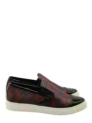 Mother Of Pearl Floral-print Patent-leather Slip-on - Black
