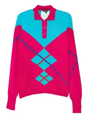 Versace 2000s Colour-block Polo Sweater - Pink