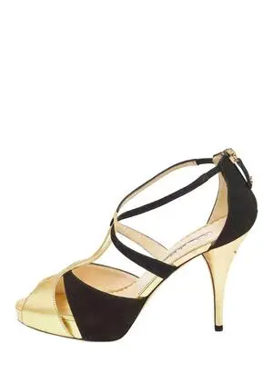 Oscar De La Renta 110mm T-strap Metallic-effect Sandals - Black