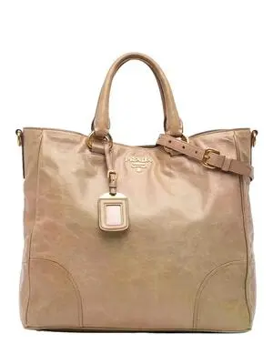 Prada Vitello Shine Satchel - Brown