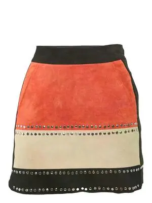 Maje Suede Studded Skirt - Black