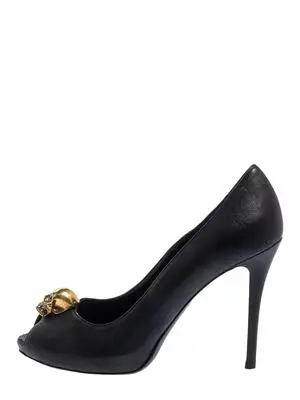 Alexander McQueen 110mm Skull-embellished Peep-toe Pumps - Black