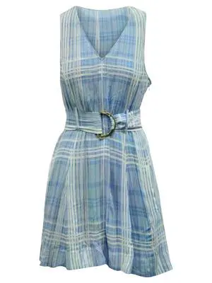 Diane Von Furstenberg Plaid Mini Dress - Blue