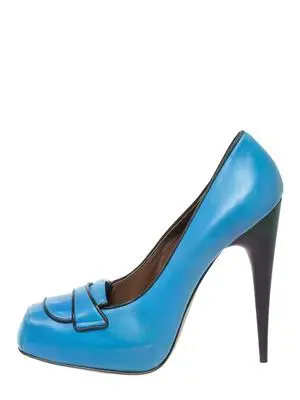 Marni 135mm Platform Leather Pumps - Blue
