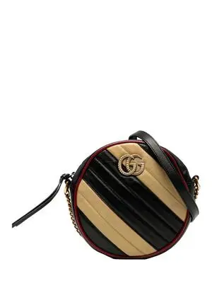 Gucci Mini Gg Marmont Matelassé Leather Torchon Round Crossbody Bag - Black