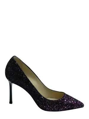 JIMMY CHOO 100mm Romy Glitter Point-toe Pumps - Purple