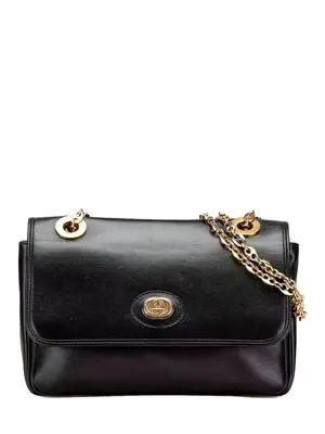 Gucci Small Leather Marina Chain Shoulder Bag - Black