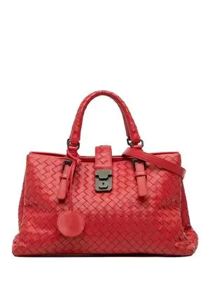Bottega Veneta Small Nappa Intrecciato Roma Satchel - Red