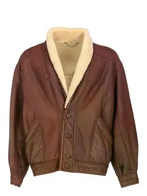A.N.G.E.L.O. VINTAGE CULT 1980s Leather Bomber Jacket - Brown