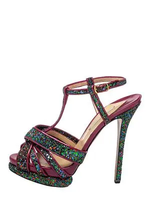 NICHOLAS KIRKWOOD 135mm Patent Glitter Platform Sandals - Blue
