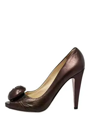 Prada 120mm Floral-embellishment Peep-toe Pumps - Brown