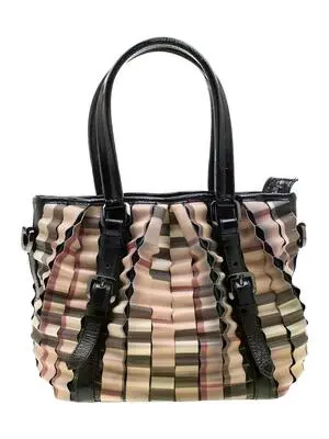 Burberry Nova Check Cartridge Pleat Tote Bag - Brown