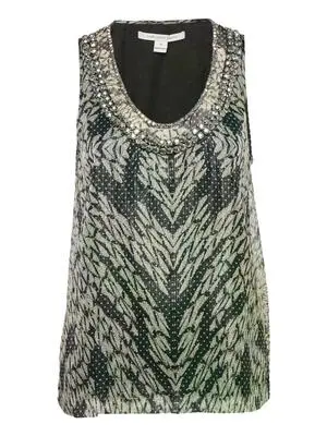 Diane Von Furstenberg Vintage Embellished Pattern Top - Black