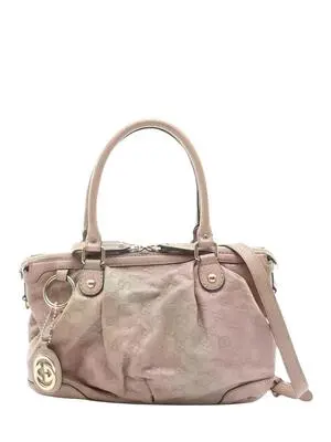 Gucci Embossed Sukey Leather Handbag - Neutrals