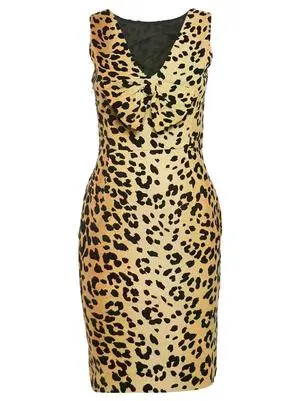 Moschino Animal-print V-neck Dress - Neutrals