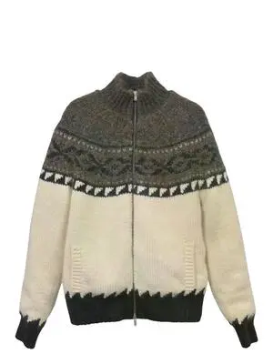 SAINT LAURENT Saint Laurent Fair Isle Knit Zip-Up Cardigan