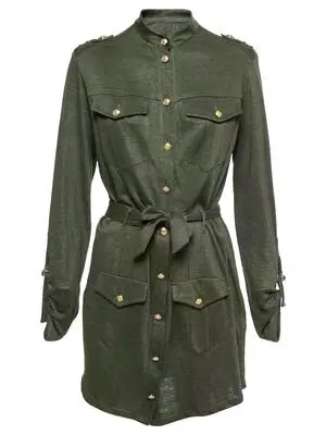Balmain Belted Mini Dress - Green